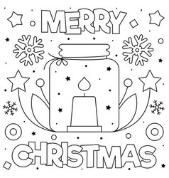 Merry christmas coloring page black and white Vector Image
