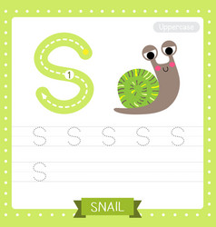 Letter s uppercase tracing practice worksheet Vector Image