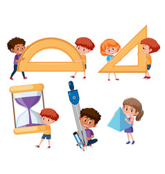 A boy holding math circle shape Royalty Free Vector Image