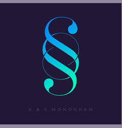Double s monogram intertwined elements stars Vector Image