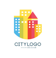 City logo set logotype elements with buildings Vector Image