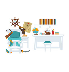 Kid boy modern room interior Royalty Free Vector Image