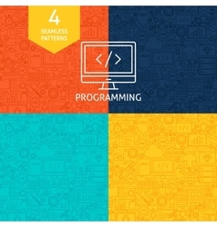 Programming Line Icons Circle Royalty Free Vector Image