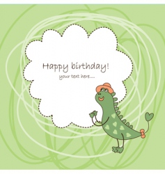Greeting card with cartoon dinosaur greeting card Vector Image