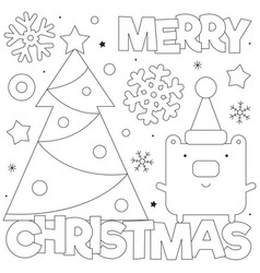 Merry christmas coloring page black and white Vector Image