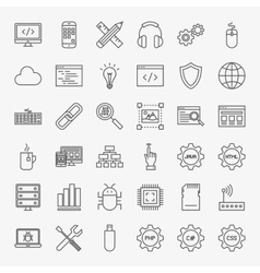 Programming Line Icons Circle Royalty Free Vector Image