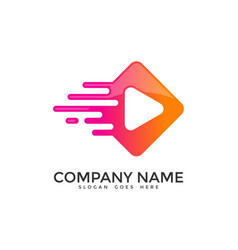 Pixel art video logo icon design Royalty Free Vector Image