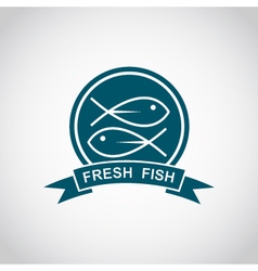 Fish on dish seafood restaurant logo design Vector Image
