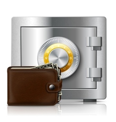 Leather briefcase with documents and money Vector Image