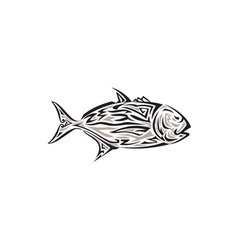 Giant trevally side isolated tribal art Royalty Free Vector