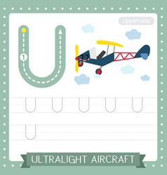 Letter u uppercase and lowercase tracing practice Vector Image