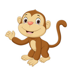 Cute bamonkey waving hand Royalty Free Vector Image