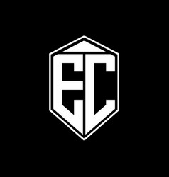 Ec logo monogram with emblem style ribbon design Vector Image