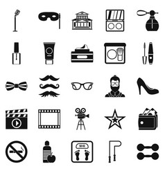 Social events icons set simple style Royalty Free Vector