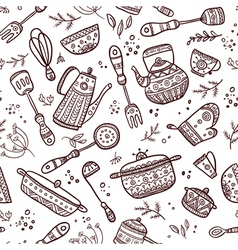 Seamless pattern kitchen items Royalty Free Vector Image