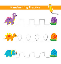 Trace and color for kids dinosaur Royalty Free Vector Image