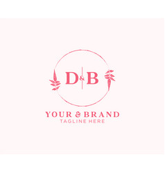Initial db letters floral frames botanical Vector Image