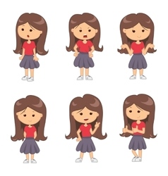 Set cartoon cute girls face emotions Royalty Free Vector
