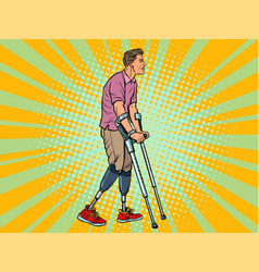 Legless veteran with a bionic prosthesis Vector Image