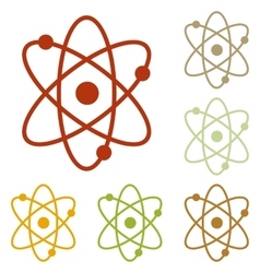 Cute cartoon molecule and atom icon set atomic Vector Image