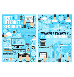 Cyber security internet poster Royalty Free Vector Image