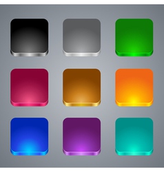 Blue glass button shiny square 3d web icon Vector Image