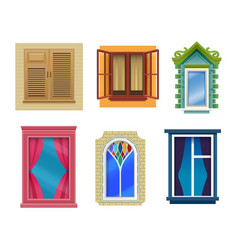 Windows cartoon modern retro flat elements set Vector Image