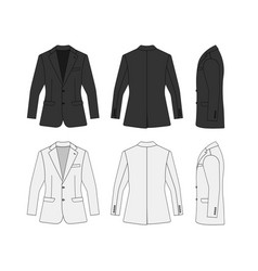 Suit jacket template with side view white Vector Image