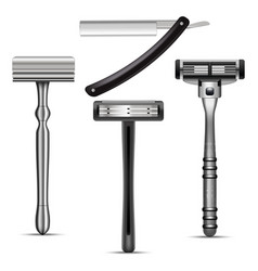 Realistic detailed 3d shaving razor mockup set Vector Image