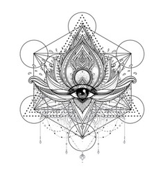 Lord buddha hand with eye holding lotus flower Vector Image