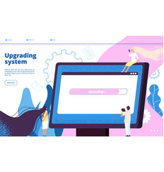 Upgrading system upgrade systems website update Vector Image