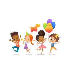 Happy african-american kids with the balloons and Vector Image