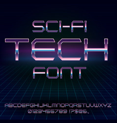 80 s purple neon retro font futuristic metal Vector Image