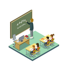 School education isometric 3d set Royalty Free Vector Image