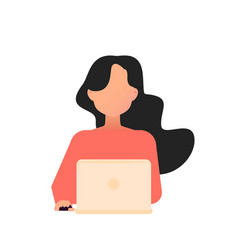 Young girl using computer Royalty Free Vector Image