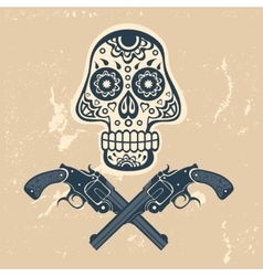 Sugar skull on grunge background Royalty Free Vector Image
