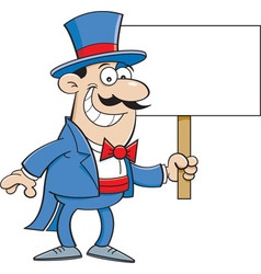 Cartoon man holding a sign Royalty Free Vector Image