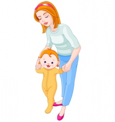 Logotype mother with newborn baby on hands Vector Image