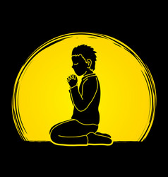 Boy prayer christian praying praise god worshi Vector Image