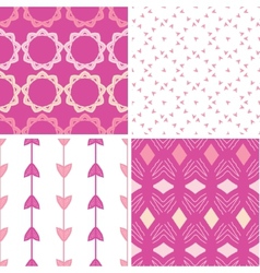 Four abstract ornamental shapes seamless patterns Vector Image
