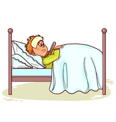 Ill little cartoon man sneezes Royalty Free Vector Image