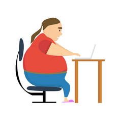 Fat programmer freelancer gamer flat design work Vector Image