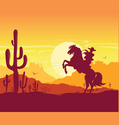 Wild west american landscape western poster Vector Image