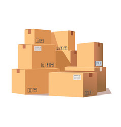 Set doodle cardboard boxes Royalty Free Vector Image
