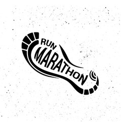 Running marathon logo or label runner with red Vector Image