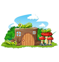 Mushroom house cartoon style on white background Vector Image
