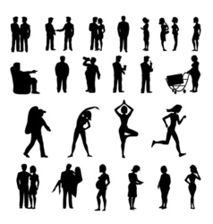 Sport and physical inactivity black silouete set Vector Image