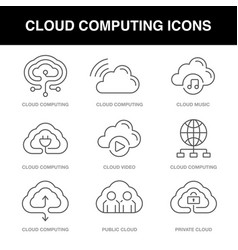 Cloud computing logo storage network icon linear Vector Image