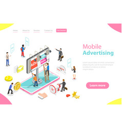Flat isometric landing page template Royalty Free Vector
