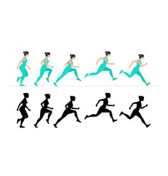 Silhouette of running woman profilec simple black Vector Image